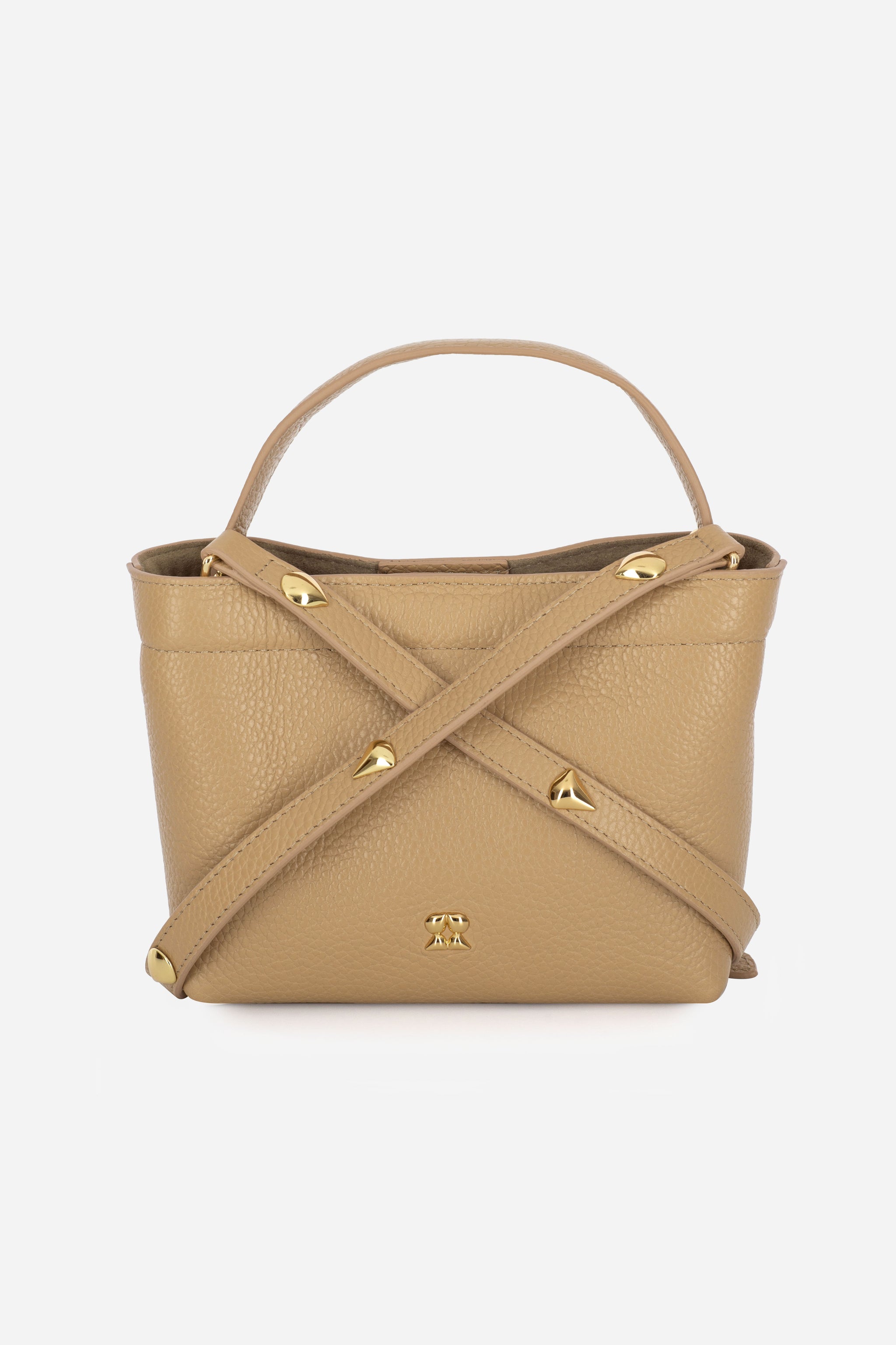 Rilu LouLou Studded Sand Leather Crossbody Bag